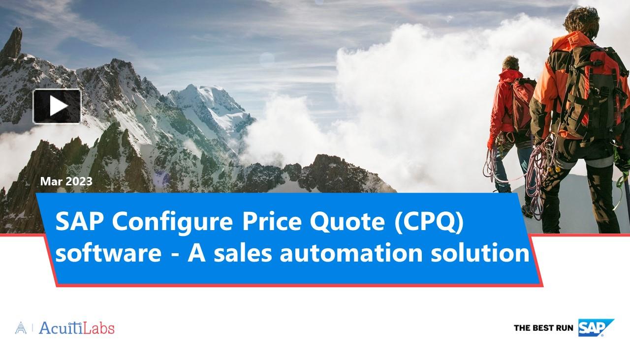 SAP Configure Price Quote (CPQ) software - A sales automation solution ...