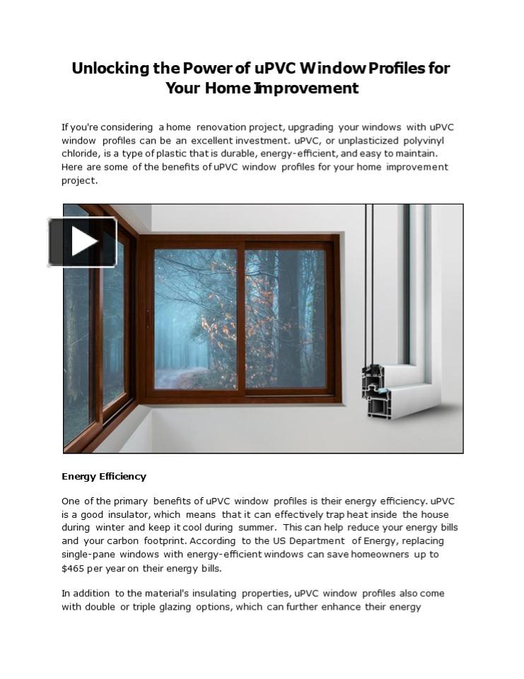 Unlocking the Power of uPVC Window Profiles for Your Home Improvement ...