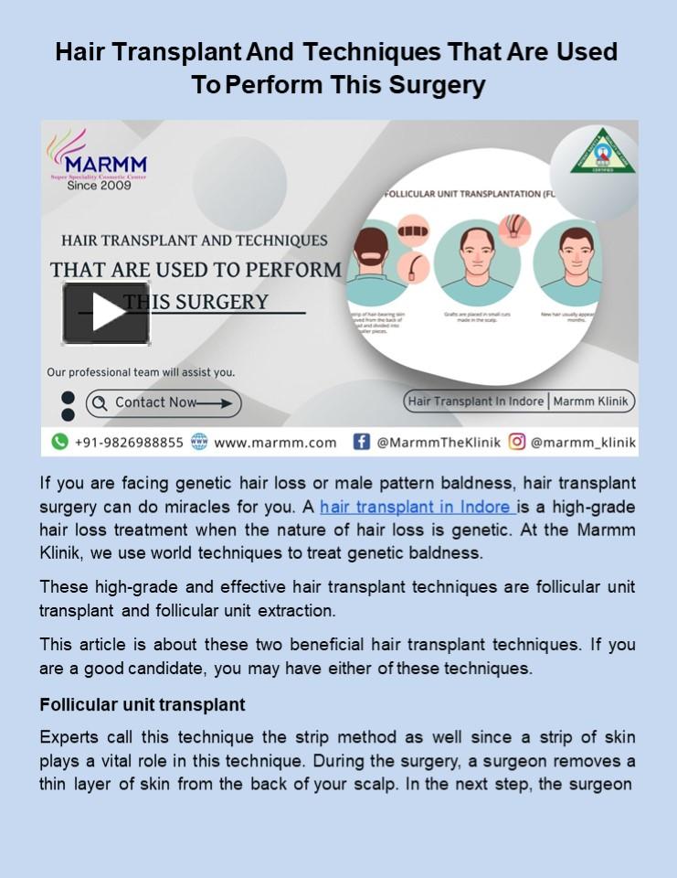 PPT – Hair Transplant And Techniques That Are Used To Perform This ...