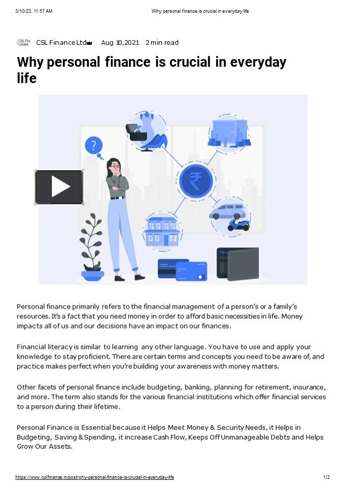 PPT – Why personal finance is crucial in everyday life PowerPoint ...