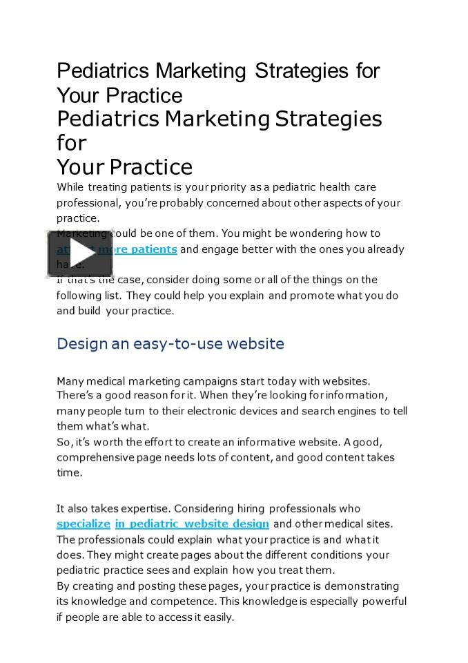 PPT – Pediatrics Marketing Strategies for Your Practice PowerPoint ...