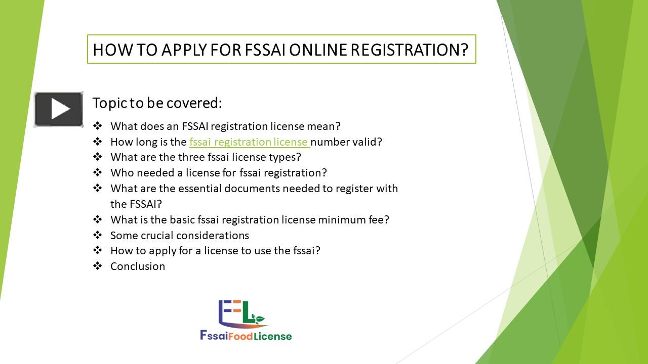 HOW TO APPLY FOR FSSAI ONLINE REGISTRATION? presentation | free to download