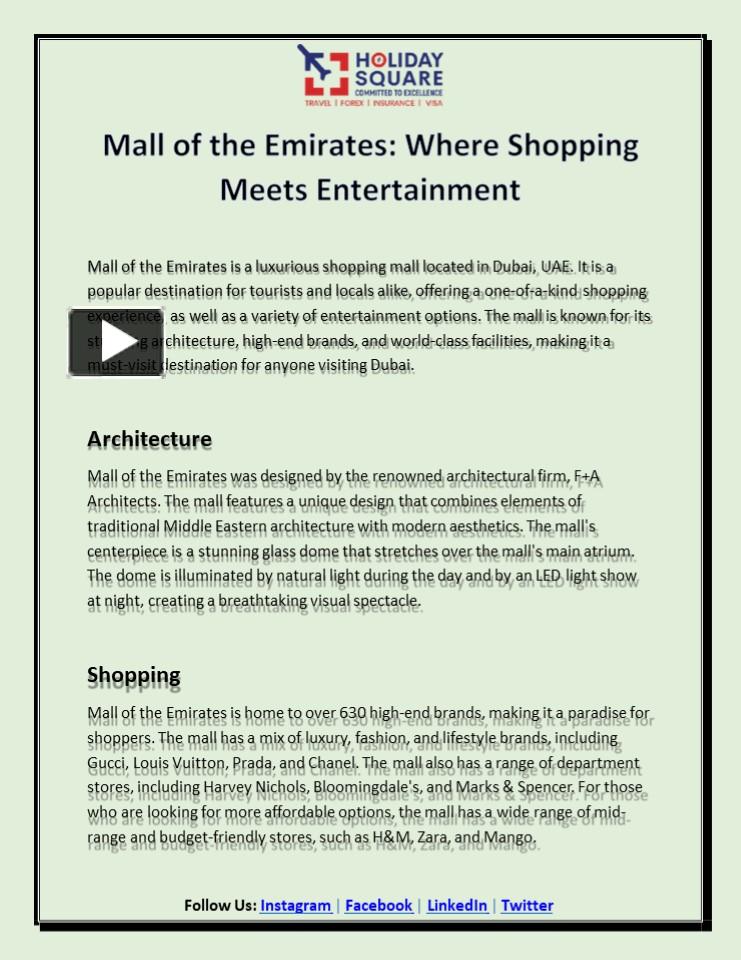 PPT – Mall of the Emirates: Where Shopping Meets Entertainment ...