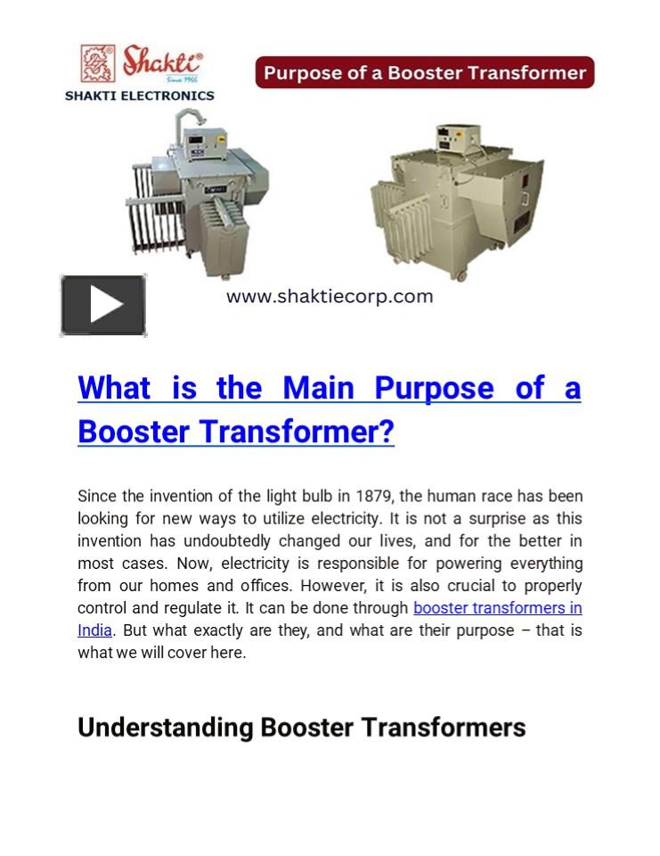 What is the Main Purpose of a Booster Transformer presentation | free ...