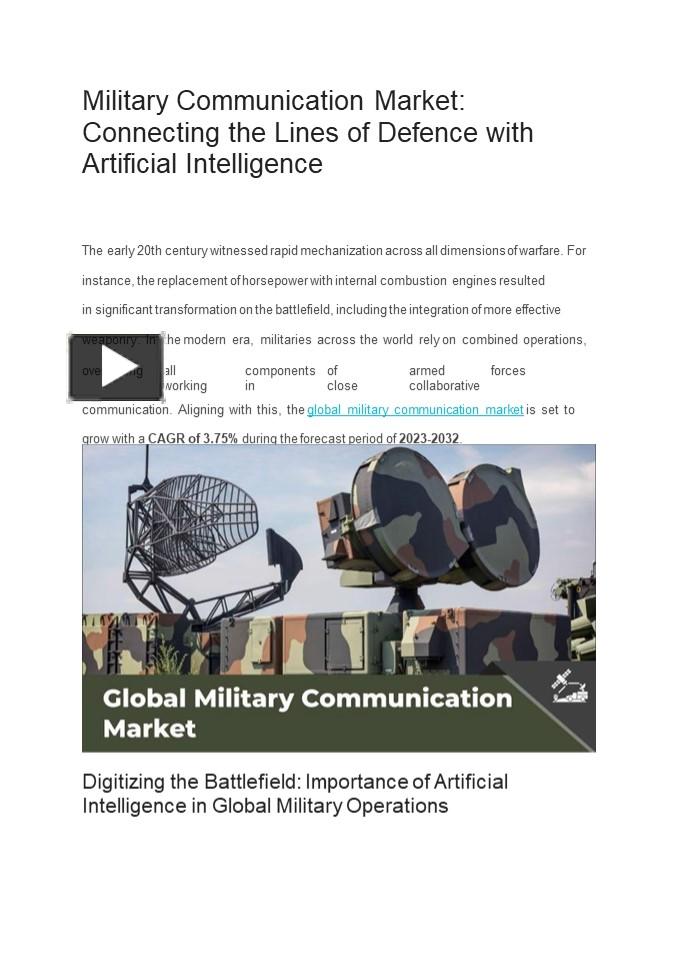Military Communication Market: Connecting the Lines of Defence with ...