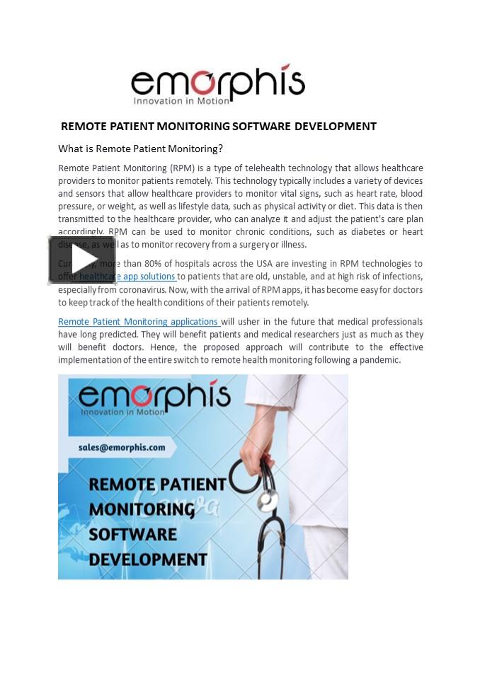 REMOTE PATIENT MONITORING SOFTWARE DEVELOPMENT presentation | free to ...