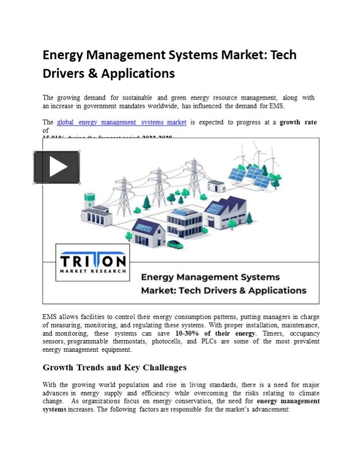 Energy Management Systems Market: Tech Drivers & Applications ...