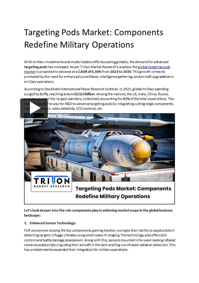 PPT – Targeting Pods Market: Components Redefine Military Operations ...