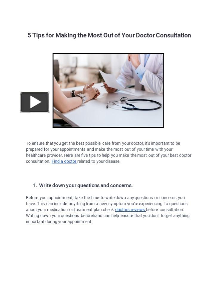 PPT – 5 Tips for Making the Most Out of Your Doctor Consultation ...