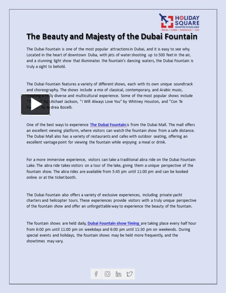 PPT – The Beauty and Majesty of the Dubai Fountain PowerPoint ...