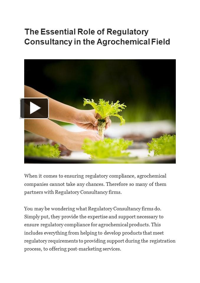 PPT – The Essential Role of Regulatory Consultancy in the Agrochemical ...
