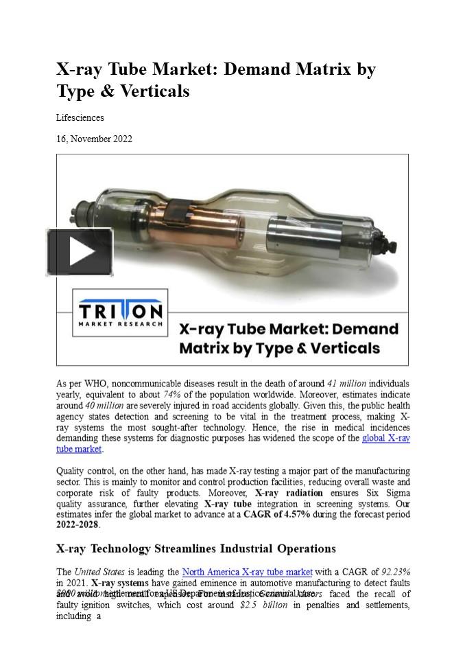 PPT – X-ray Tube Market: Demand Matrix by Type and Verticals PowerPoint ...
