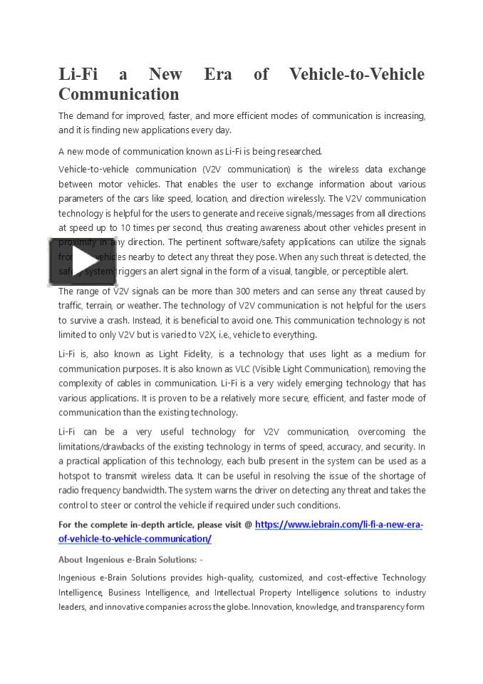 PPT – Li-Fi a New Era of Vehicle-to-Vehicle Communication PowerPoint ...