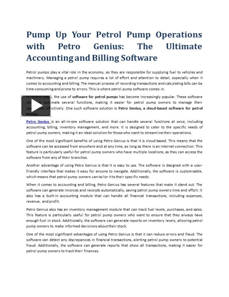 Pump Up Your Petrol Pump Operations with Petro Genius: The Ultimate ...