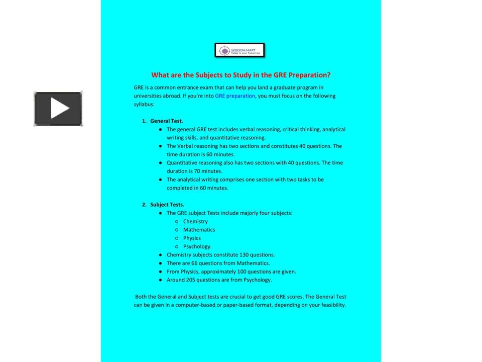 PPT – What are the Subjects to Study in the GRE Preparation? PowerPoint ...
