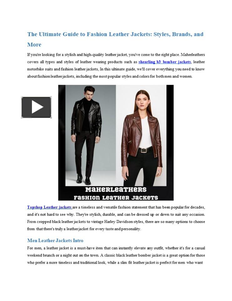 The Ultimate Guide to Fashion Leather Jackets: Styles, Brands, and More ...