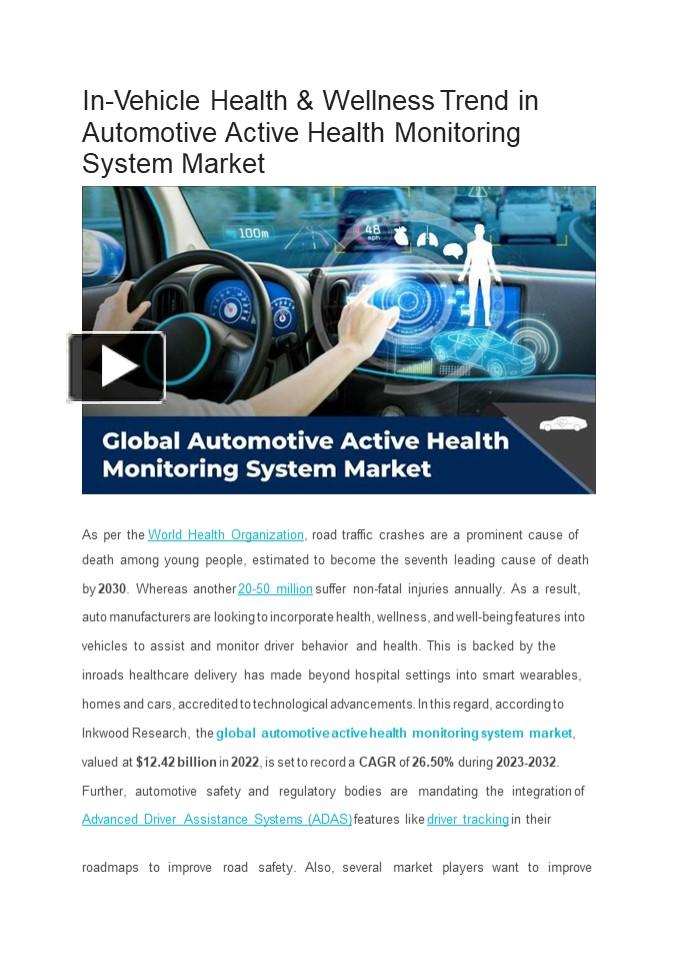 PPT – In-Vehicle Health & Wellness Trend in Automotive Active Health ...