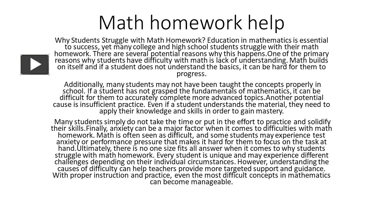 PPT – math homework help PowerPoint presentation | free to view - id ...