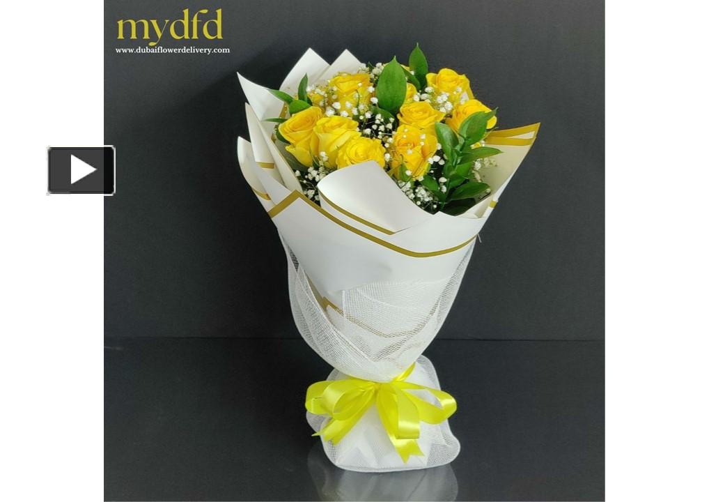 12 Yellow Roses Bouquet presentation | free to download