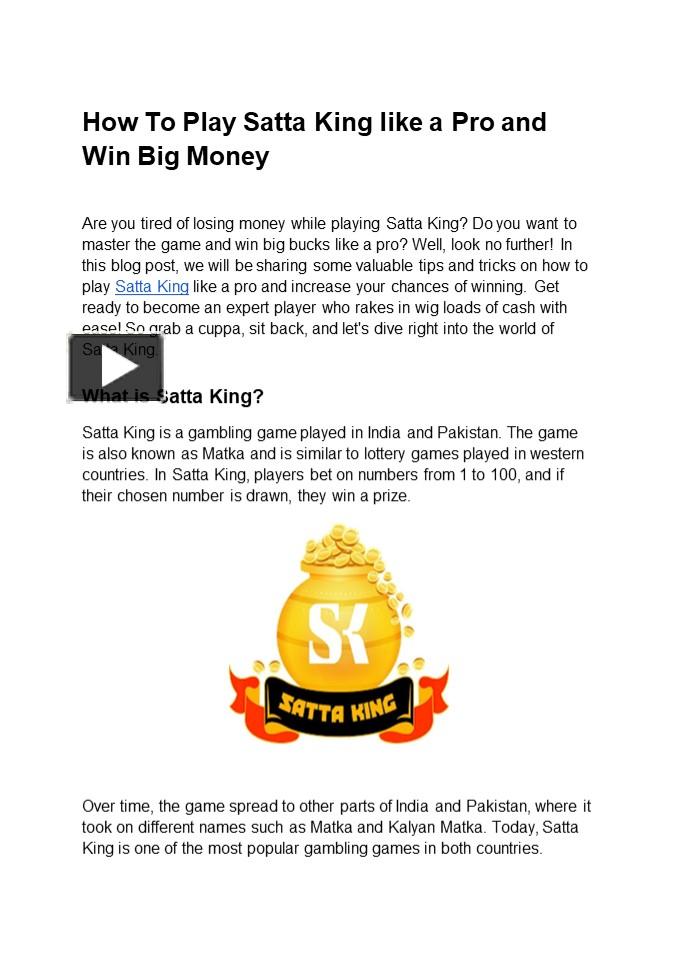 How To Play Satta King like a Pro and Win Big Money presentation | free ...