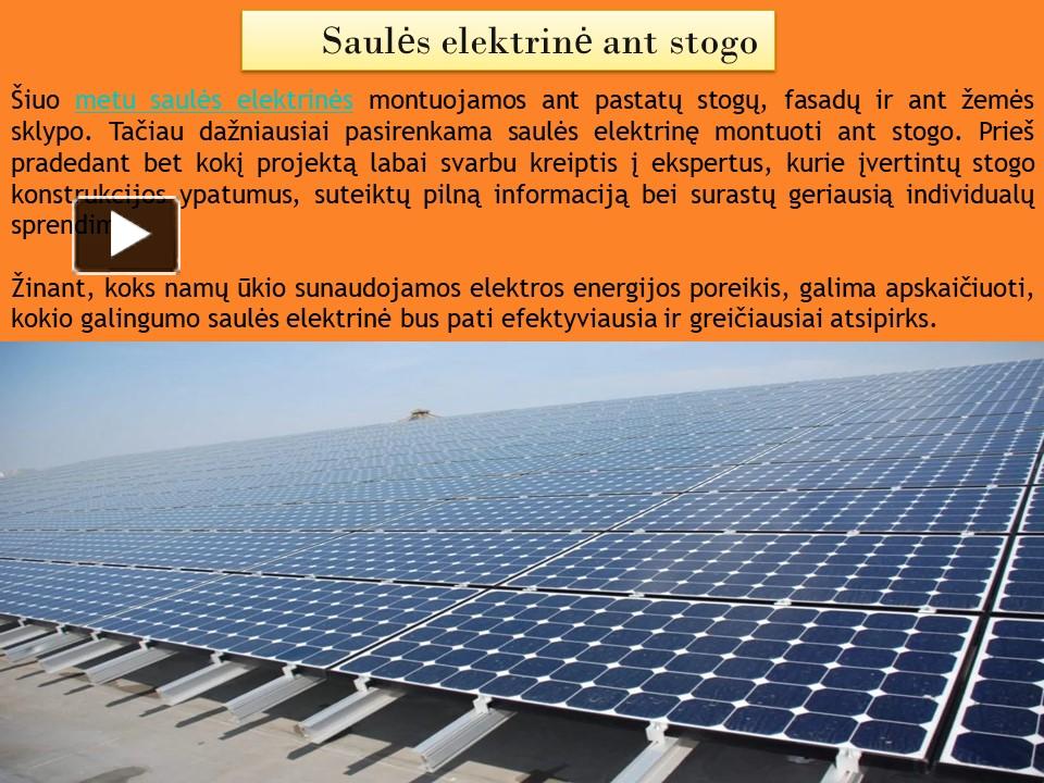 PPT – Saulės elektrinė ant stogo PowerPoint presentation | free to ...