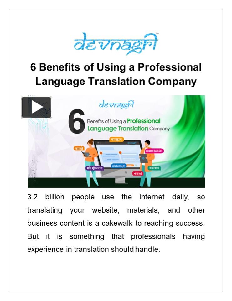 PPT – 6 Benefits of Using a Professional Language Translation Company ...