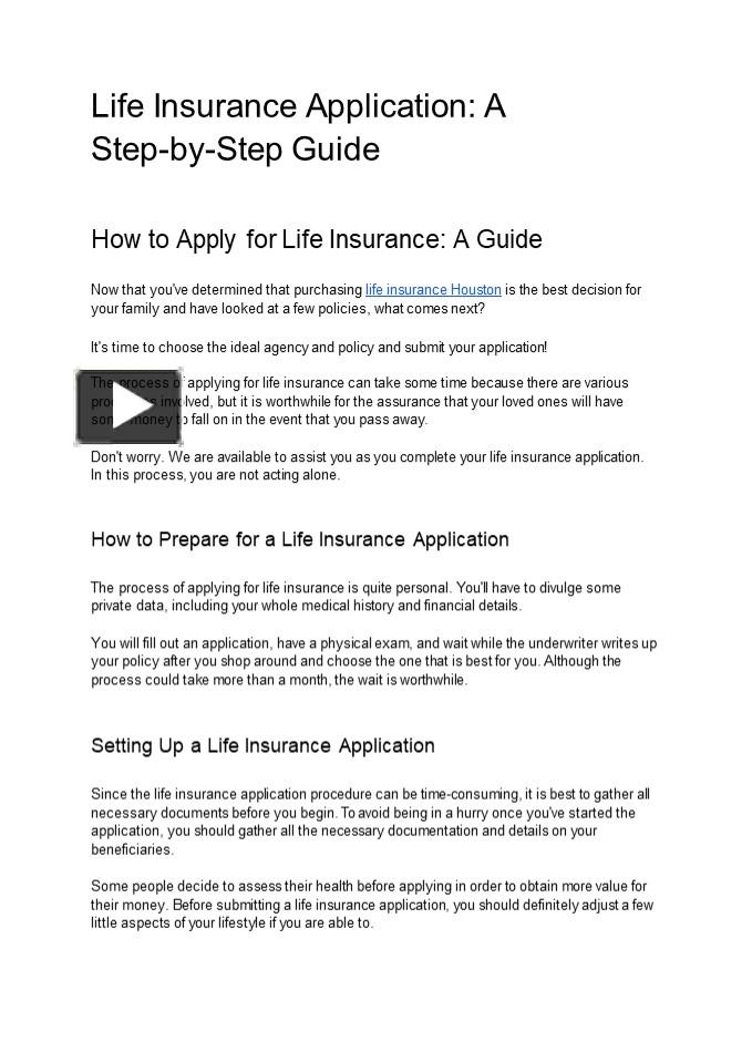 PPT – Life Insurance Houston Application: A Step-by-Step Guide ...