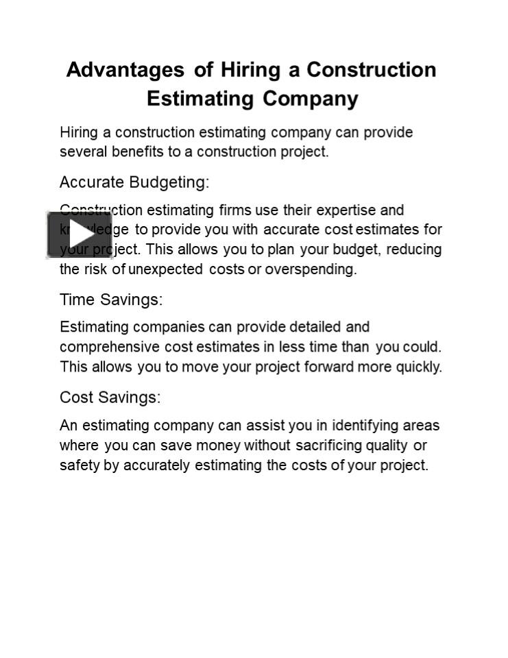PPT – Construction Estimating Company PowerPoint presentation | free to ...