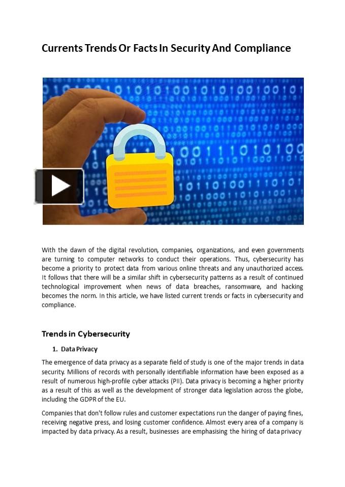PPT – Currents Trends Or Facts In Security And Compliance PowerPoint ...