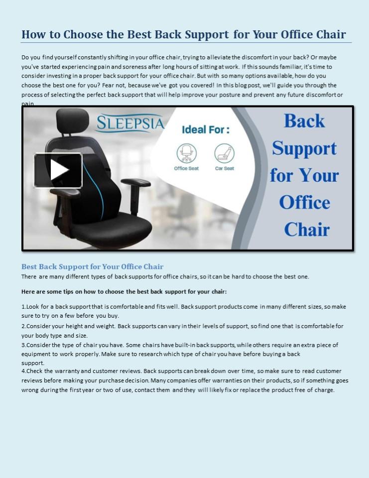 PPT – How to Choose the Best Back Support for Your Office Chair ...