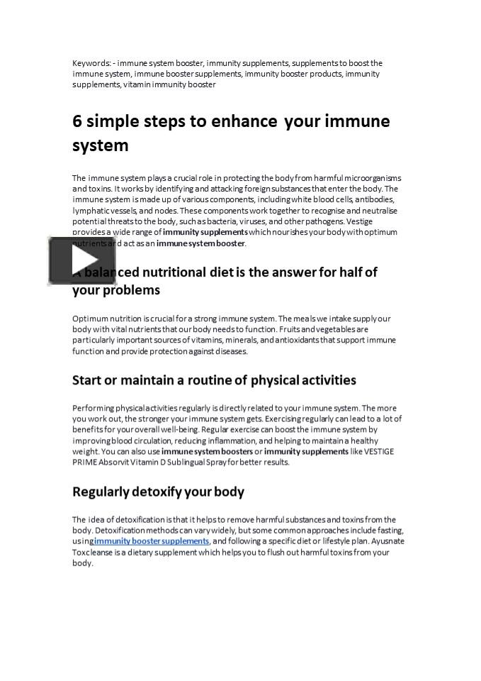PPT – 6 simple steps to enhance your immune system PowerPoint ...