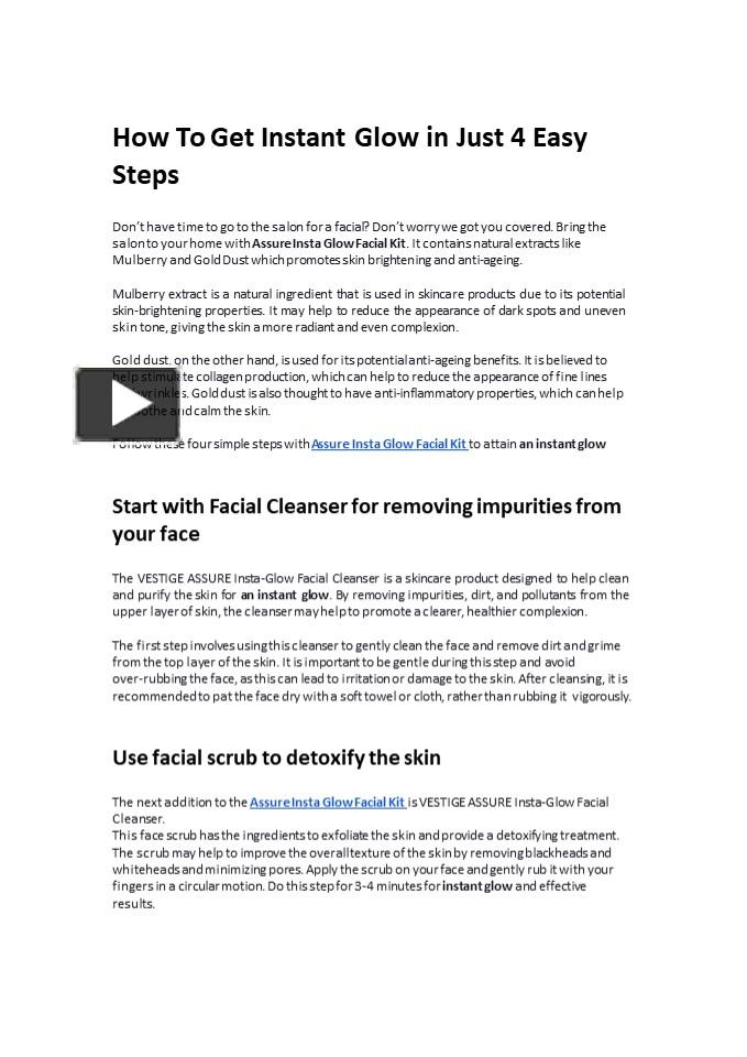 How To Get Instant Glow in Just 4 Easy Steps presentation | free to ...