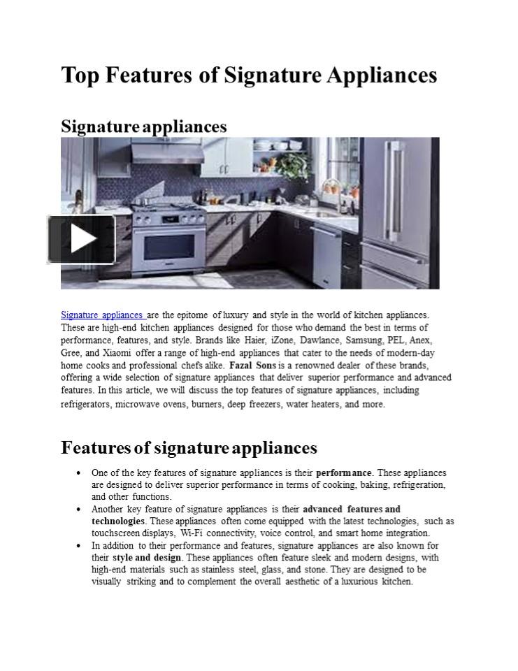 PPT – top features of signature appliances PowerPoint presentation ...