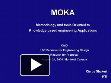 MOKA Methodology and tools Oriented to Knowledge based engineering ...