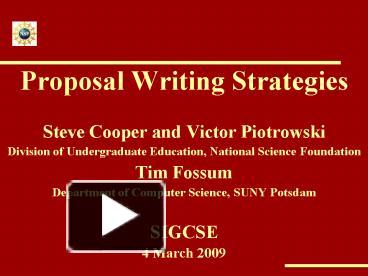 PPT – Proposal Writing Strategies PowerPoint presentation | free to ...