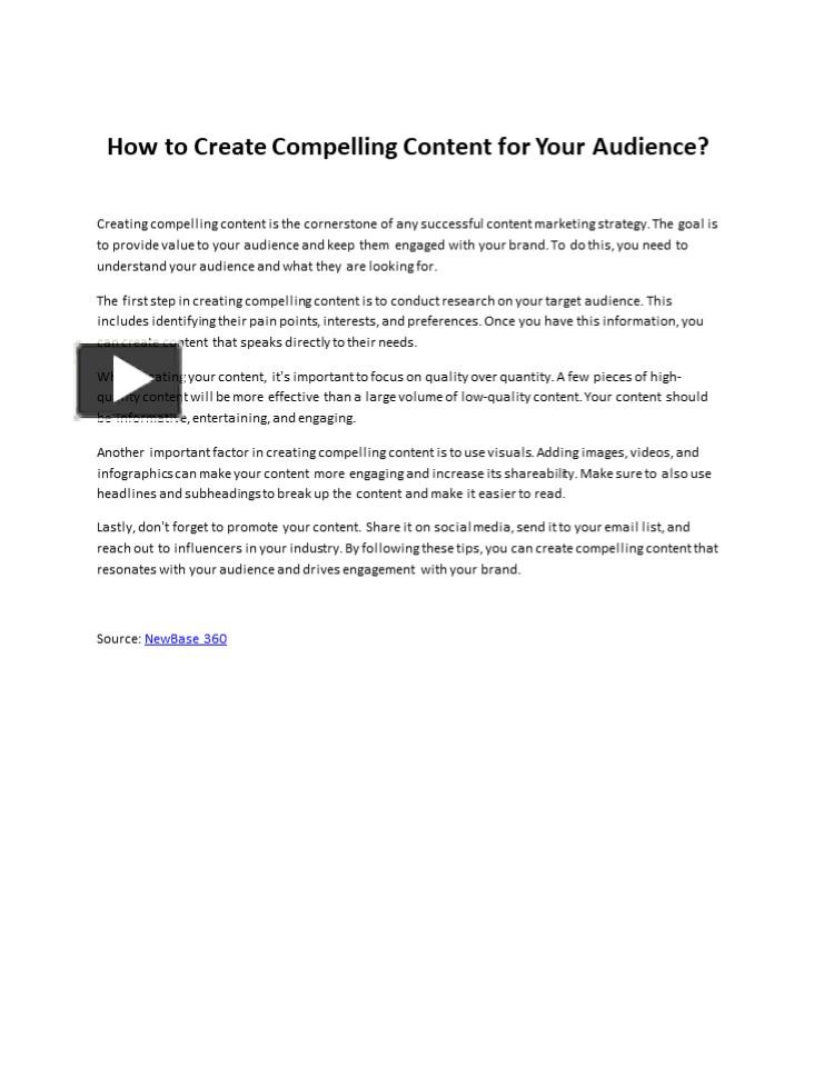 PPT – How to Create Compelling Content for Your Audience? PowerPoint ...