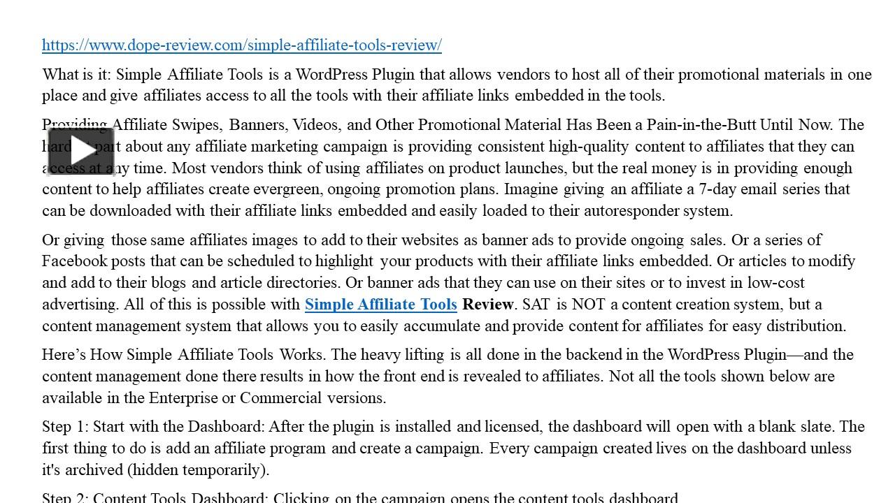 PPT – Simple Affiliate Tools Review PowerPoint presentation | free to ...
