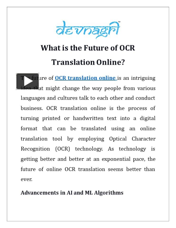 PPT – What is the Future of OCR Translation Online? PowerPoint ...