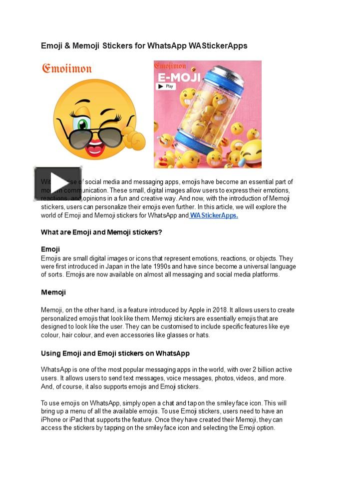 PPT – Emoji WhatsApp Stickers PowerPoint presentation | free to ...