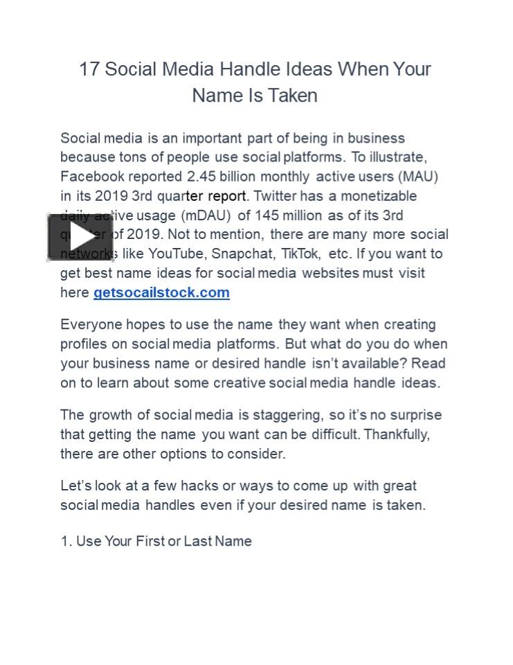 17 Social Media Handle Ideas When Your Name Is Taken presentation ...