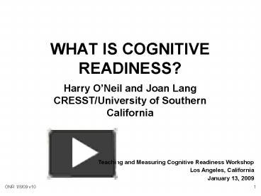 WHAT IS COGNITIVE READINESS presentation | free to view