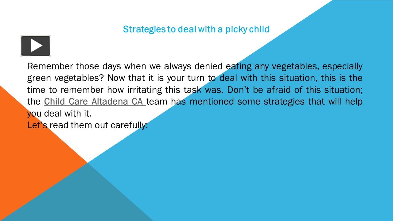 Strategies to deal with a picky child presentation | free to download