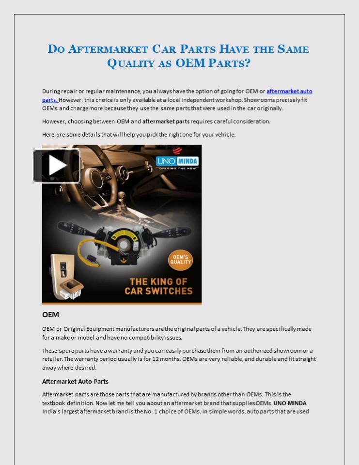 PPT – Do Aftermarket Car Parts Have the Same Quality as OEM Parts? (1 ...