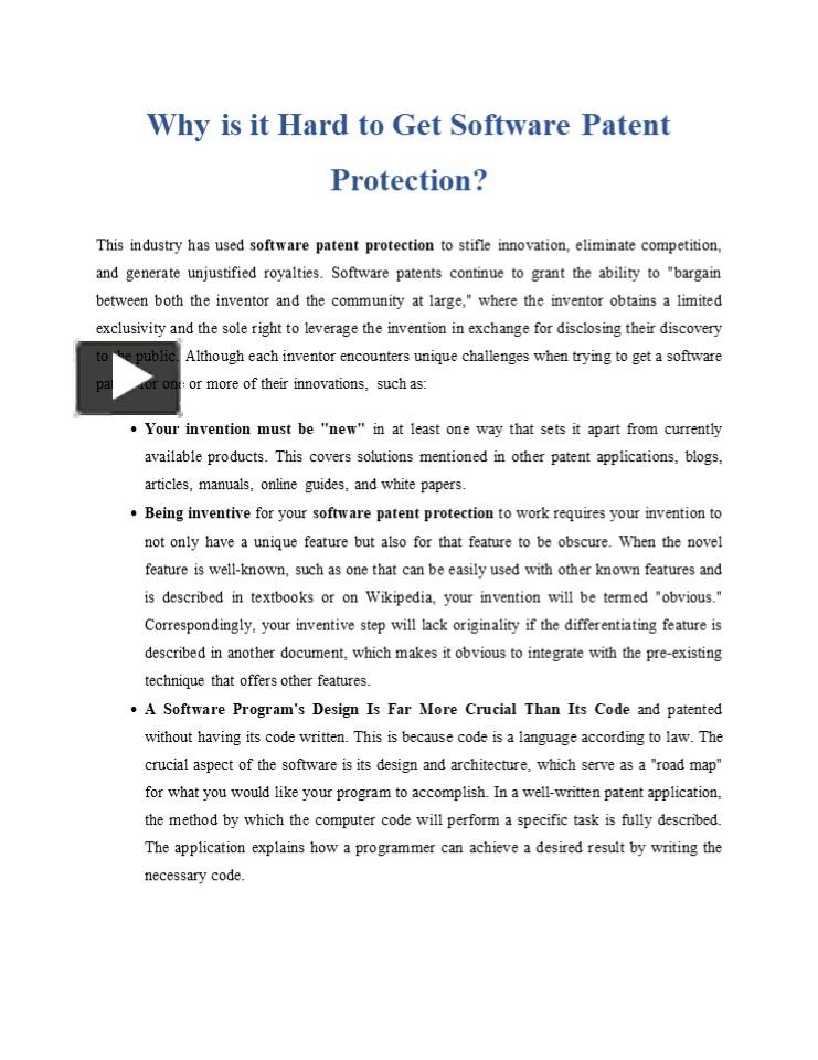 PPT – Why is it Hard to Get Software Patent Protection? PowerPoint ...