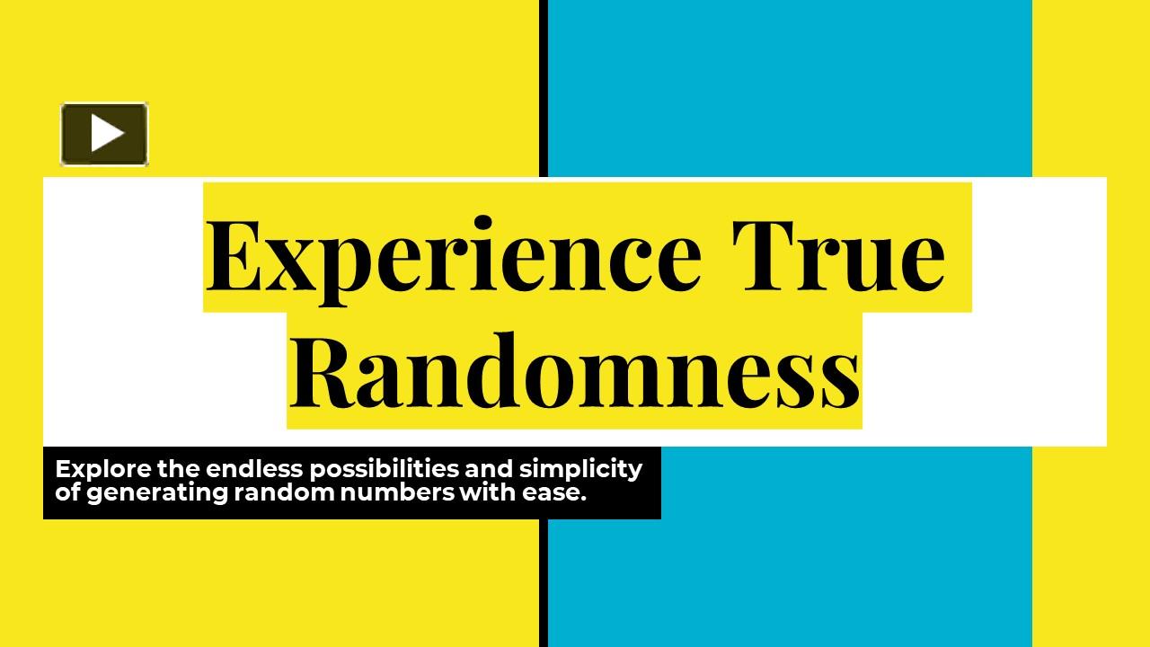 Randomised Number Generator presentation | free to download