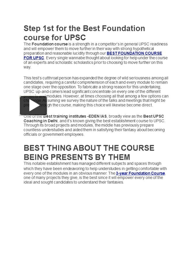 Step by Steps to pick the Best Foundation course for UPSC presentation ...