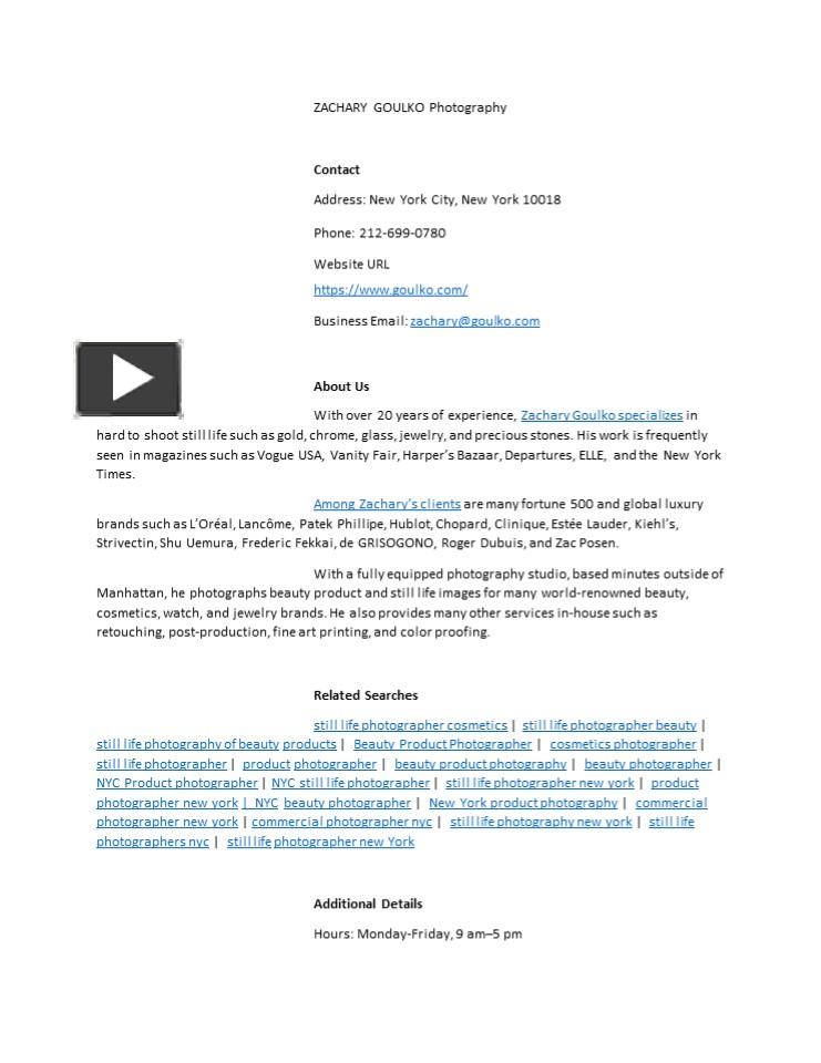 PPT – ZACHARY GOULKO Photography PowerPoint presentation | free to ...