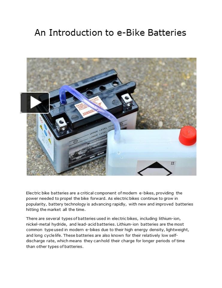 PPT – An Introduction to e-Bike Batteries PowerPoint presentation ...