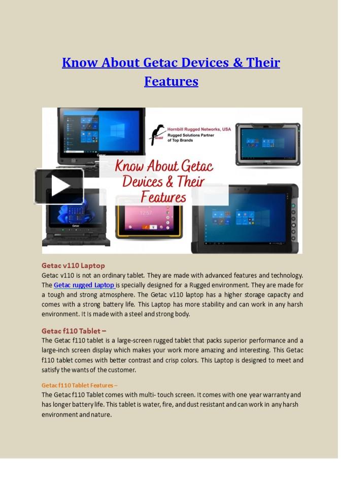 Know About Getac Devices & Their Features presentation | free to download