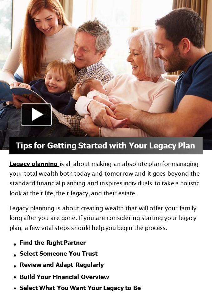 Tips for Getting Started with Your Legacy Plan presentation | free to ...